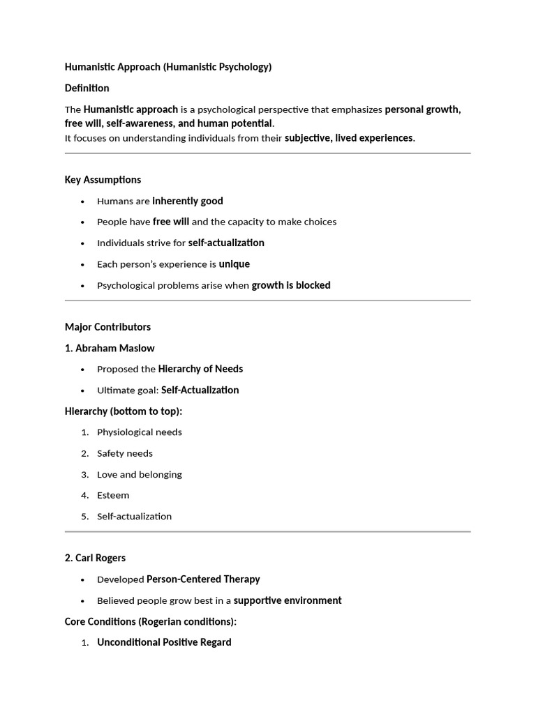 notes2 | PDF | Humanistic Psychology | Psychotherapy