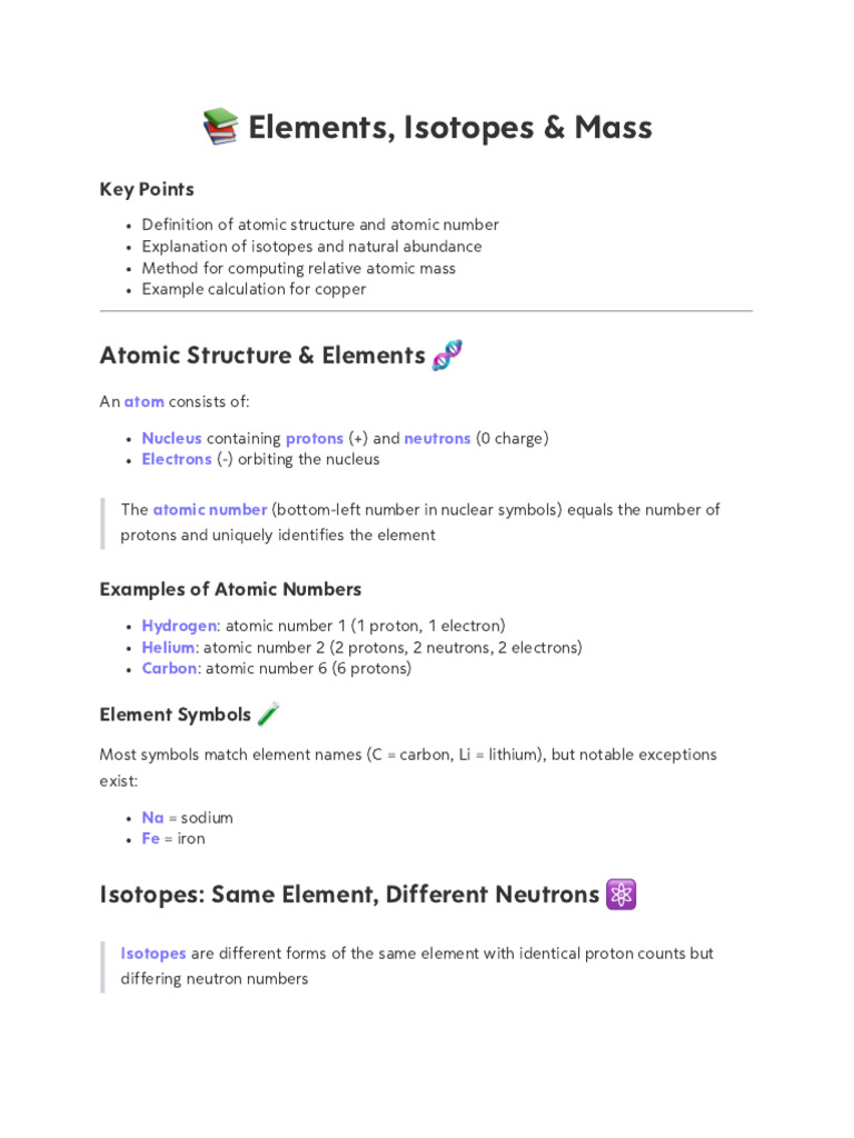 GCSE Chemistry - Elements, Isotopes & Relative Atomic Mass (2026 - 27 ...
