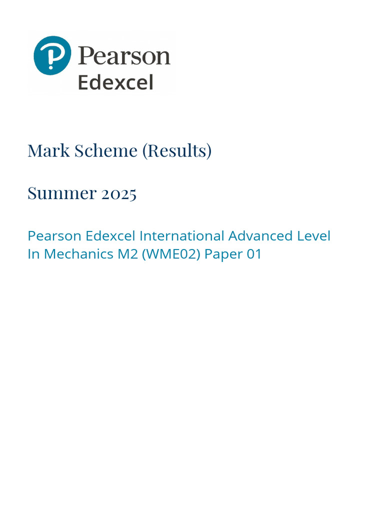Edexcel IAL Mechanics M2 Mark Scheme | PDF | Mathematics