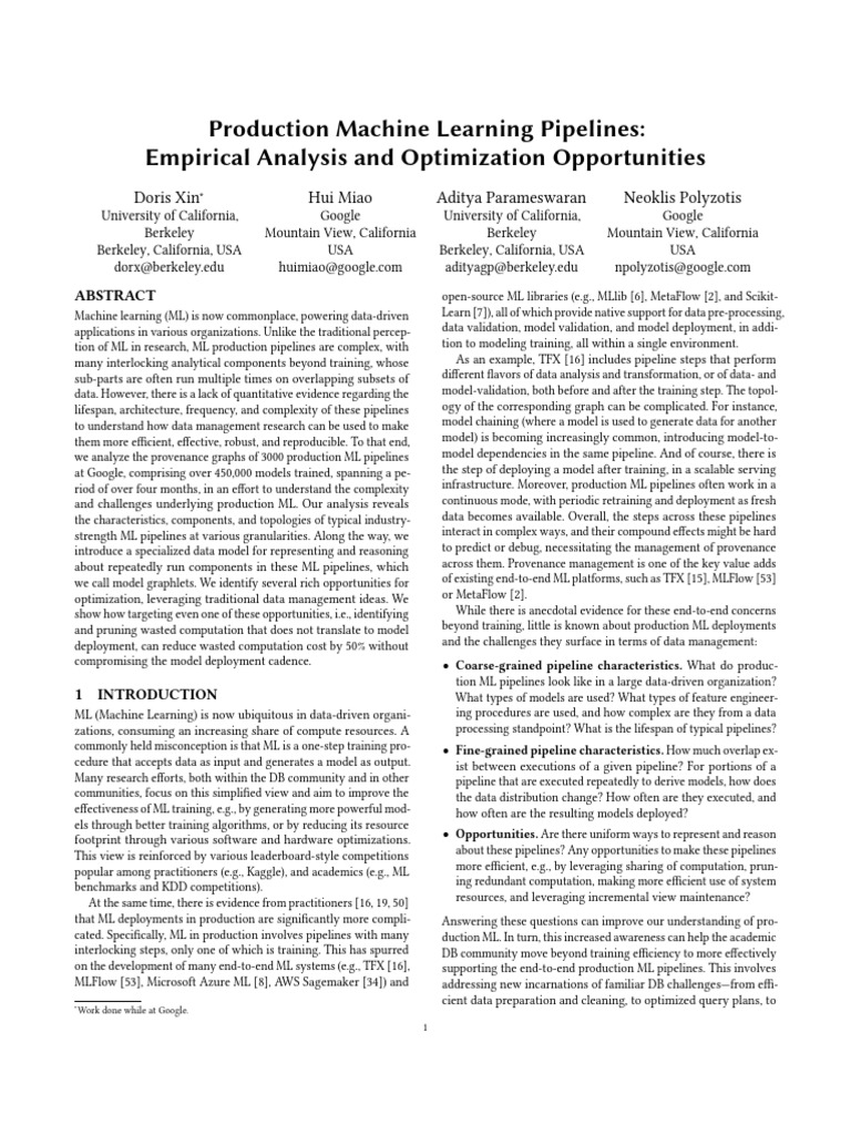 Optimizing Production ML Pipelines | PDF | Deep Learning | Metadata