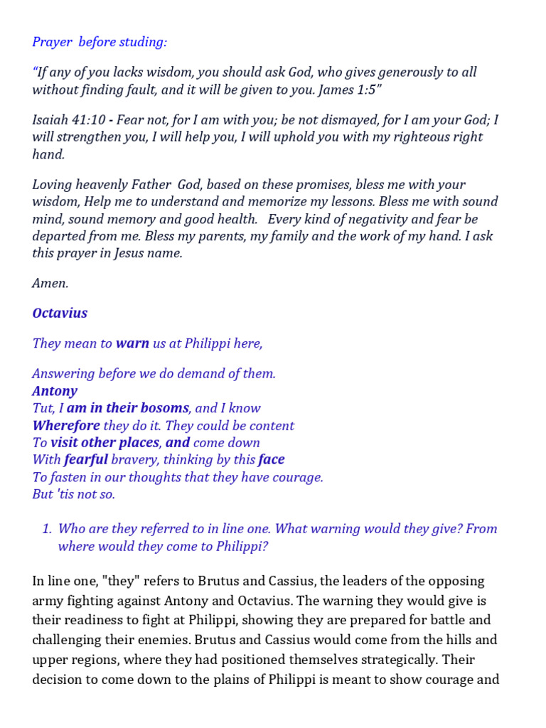 Answers Jc Act v Sc i,II, III, IV, V | PDF | Augustus | Mark Antony