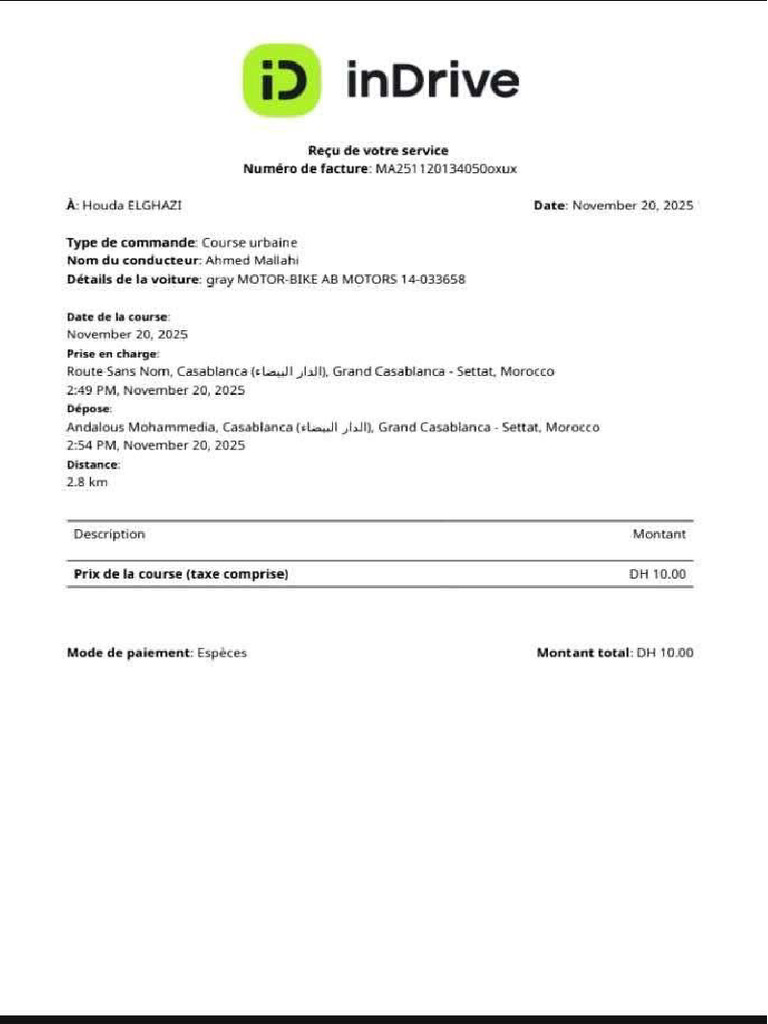Facture Indrive | PDF