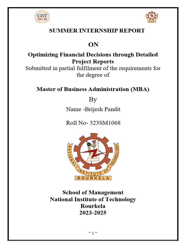 Financial Decision-Making Internship Report | PDF | Feasibility Study ...