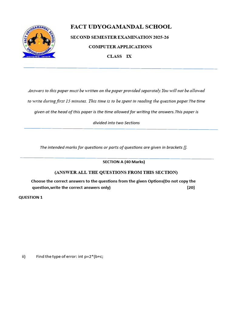 Class 9 Final Exam | PDF | Control Flow | Computer Engineering