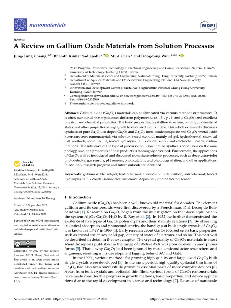 Gallium Oxide Synthesis Methods Review | PDF | Chemical Vapor ...