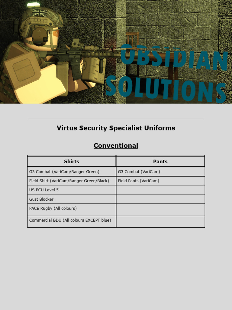 Virtus Security Specialist Uniforms | PDF