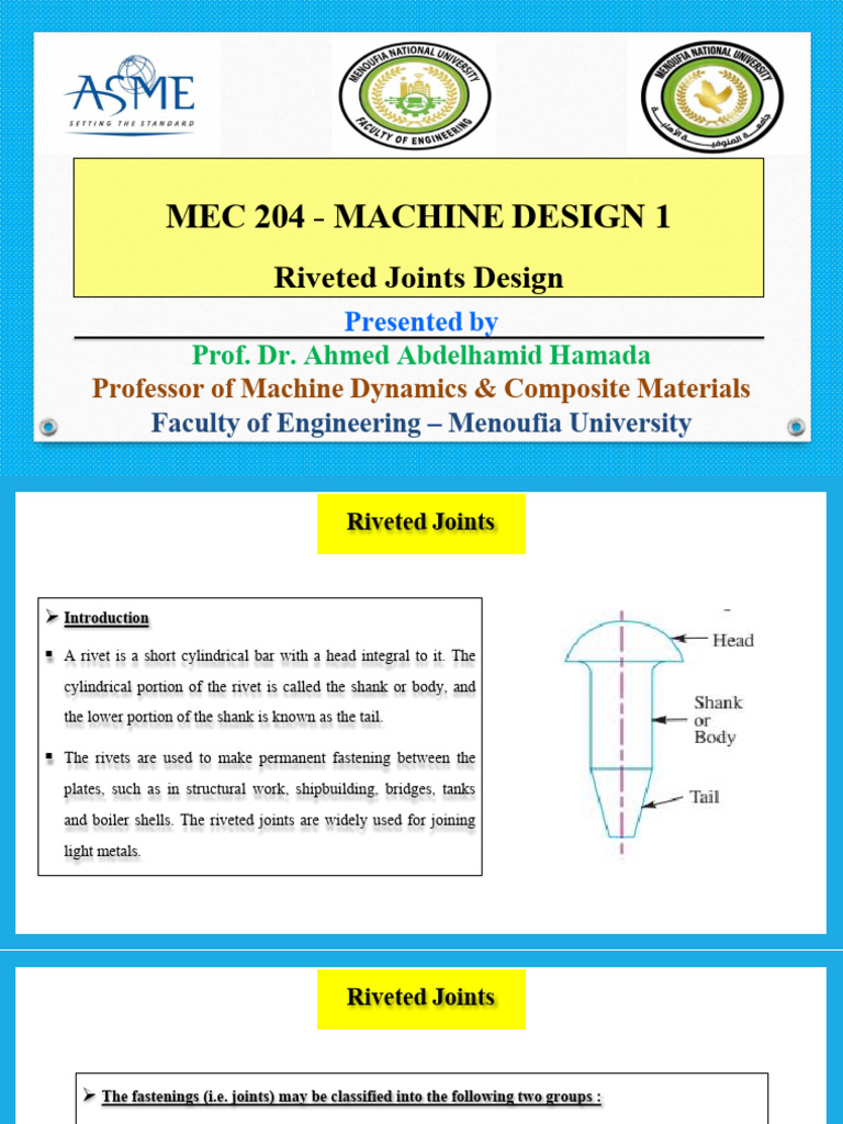 Riveted Joints Design Overview | PDF | Rivet | Stress (Mechanics)