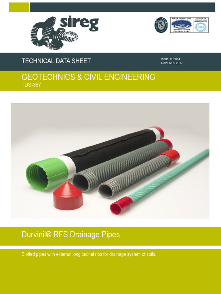 Durvinil RFS Drainage Pipes - Tds 367-14 - r06 | PDF | Polyvinyl ...