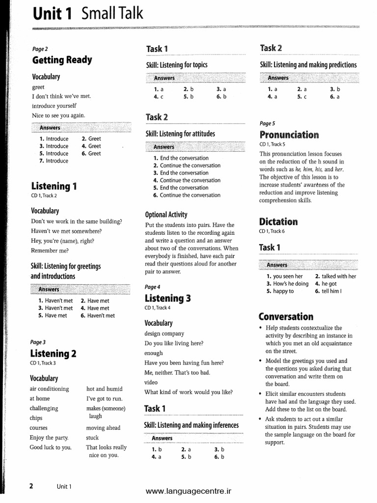 Tactics For Listening Expanding Answer Key (WWW - Languagecentre.ir) | PDF