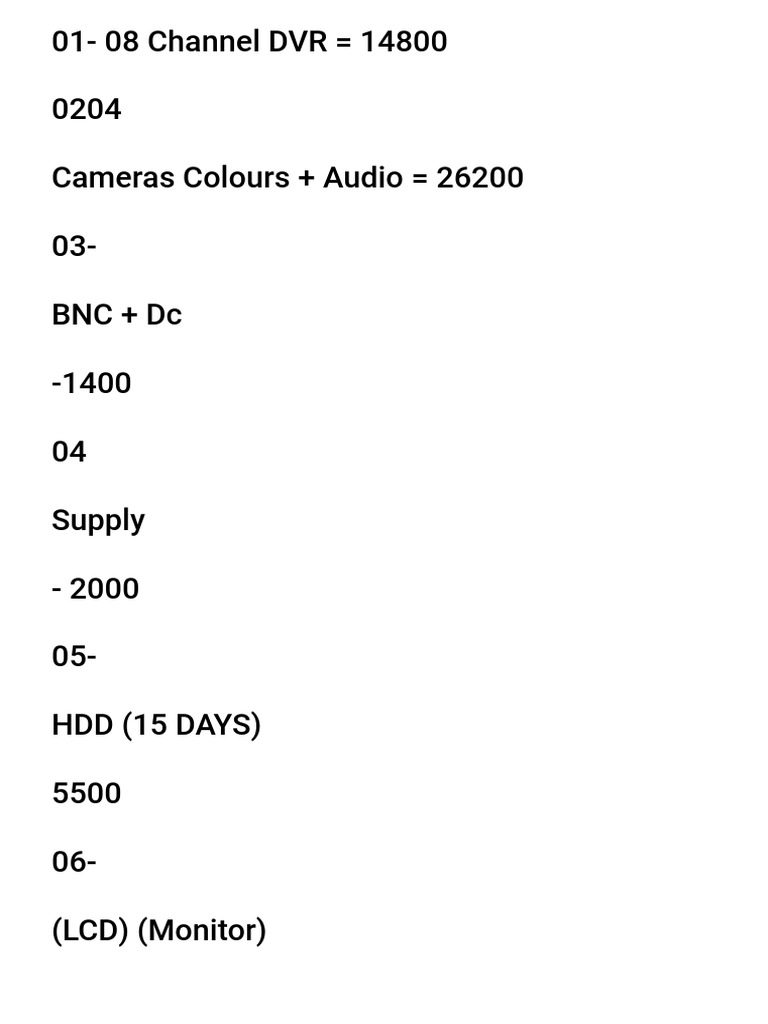 Total Cost Breakdown for CCTV System | PDF