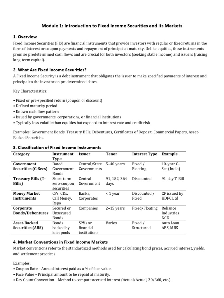 Introduction to Fixed Income Securities | PDF | Bonds (Finance ...