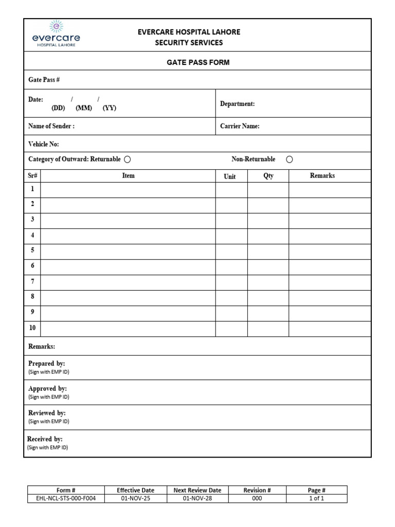 Gate Pass | PDF