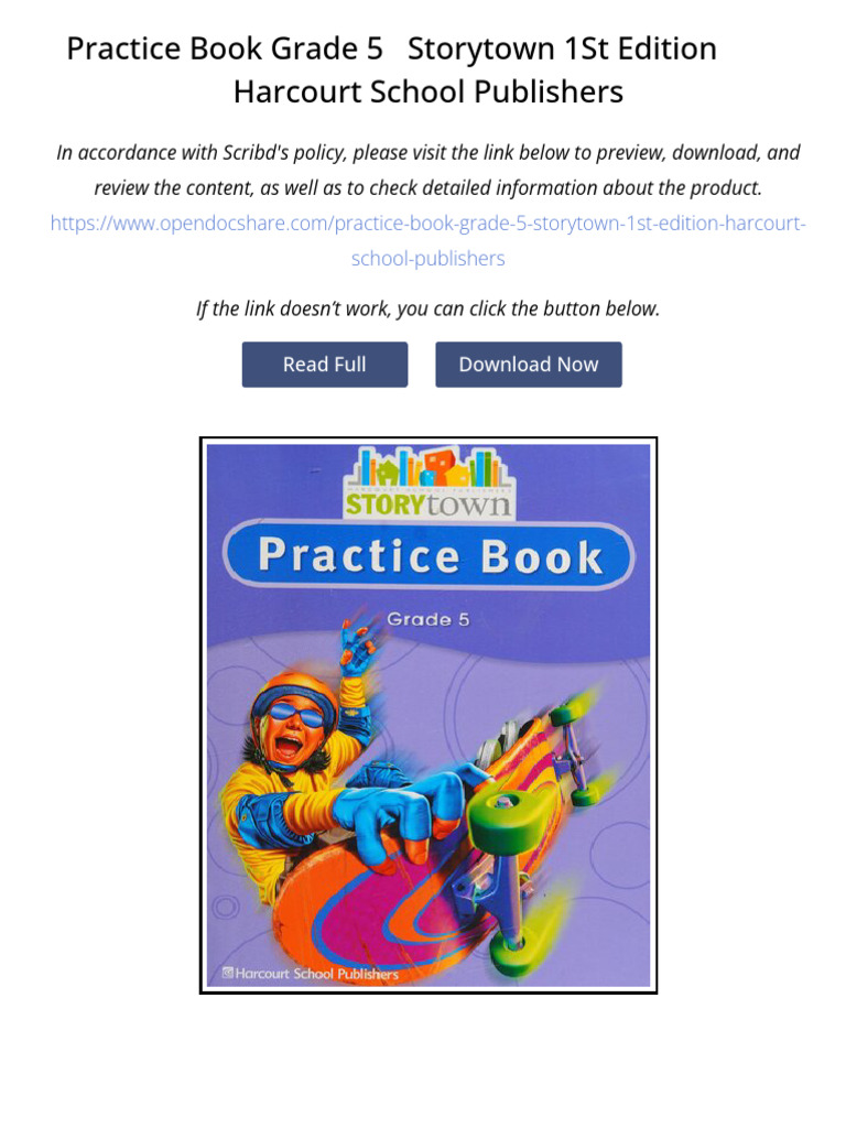 PRACTICE BOOK GRADE 5 교재 별매 STORYTOWN 1st Edition Harcourt School ...