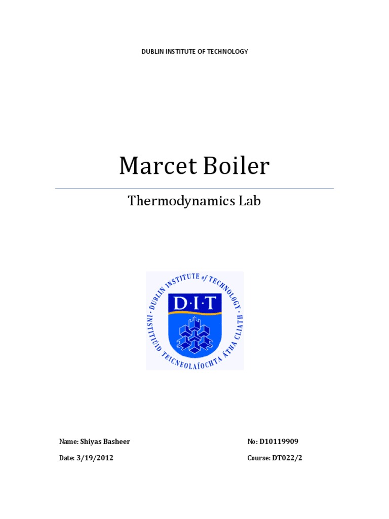 Marcet Boiler: Thermodynamics Lab | PDF | Boiler | Pressure