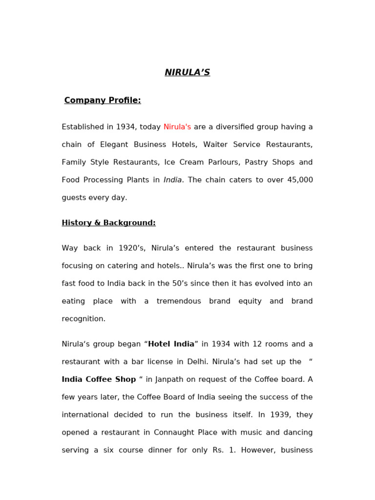 NIRULA | PDF | Marketing | Foods