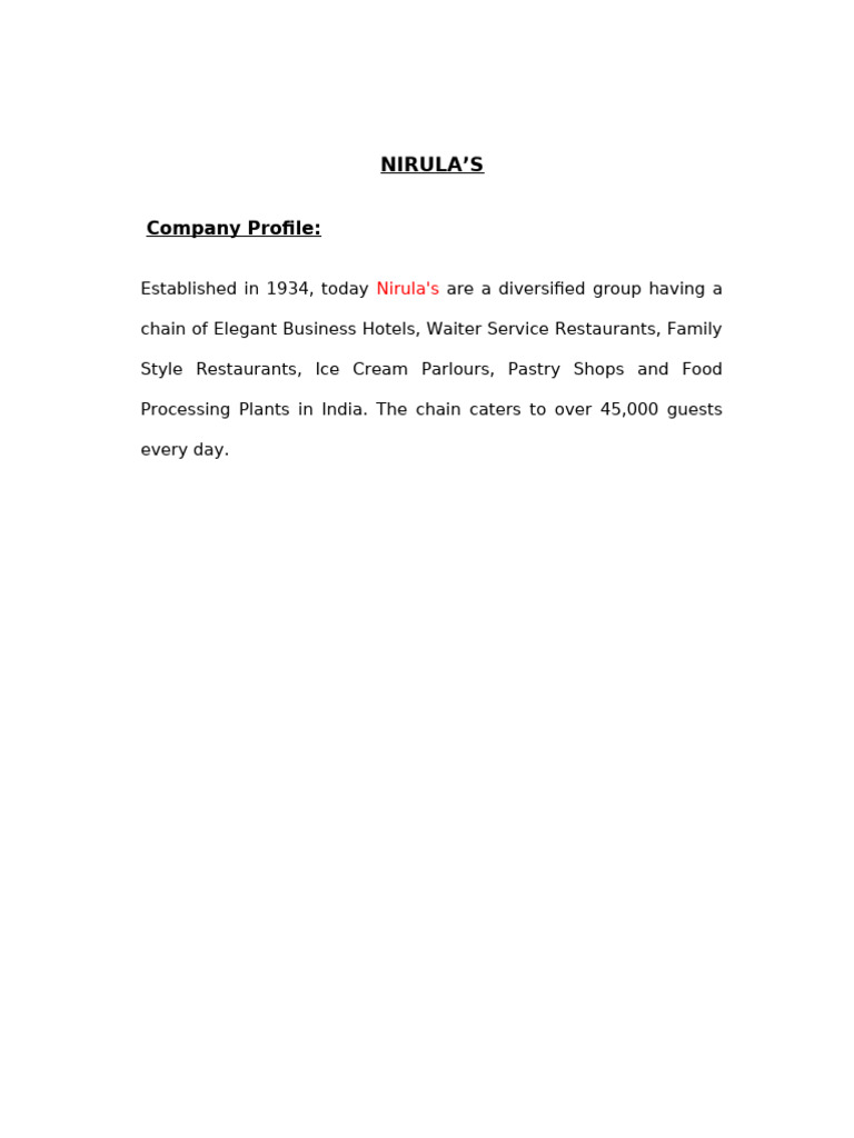 Nirula1 Slid | PDF | Foods | Food Industry