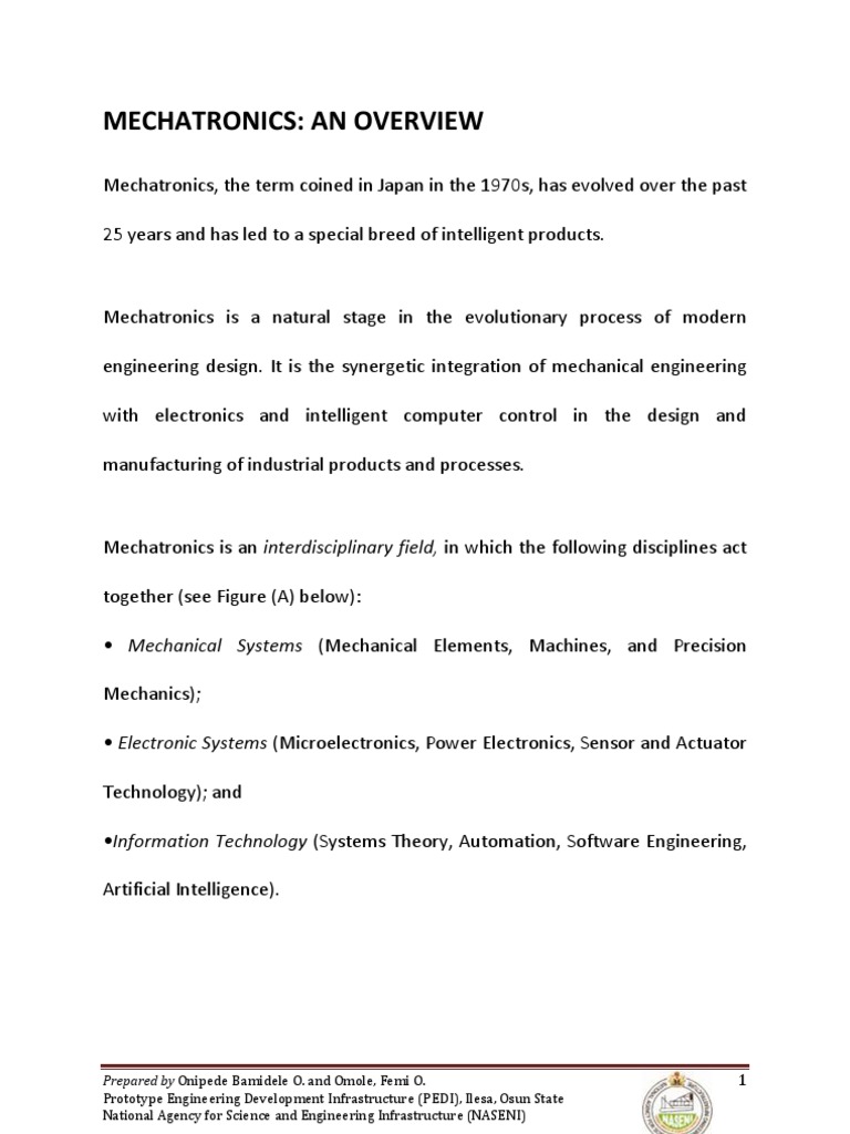Mechatronics: An Overview: Prepared by Onipede Bamidele O. and Omole ...