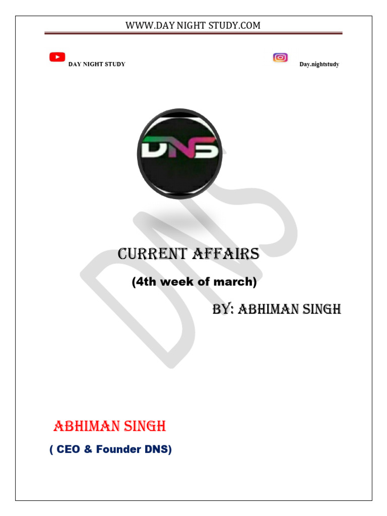 March 4th Week Current Affairs | PDF