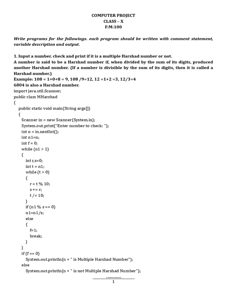 COMPUTER PROJECT-X -2025(Vincent) With Program | PDF | Integer ...