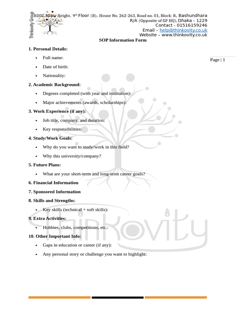 SOP Information Form | PDF
