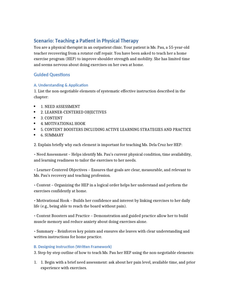 Teaching_Patient_PT_Assignment | PDF | Physical Therapy | Cognition