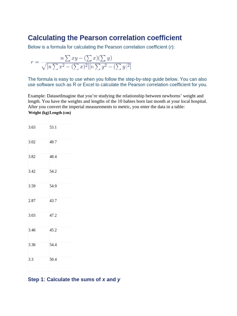 Calculating the Pearson Correlation Coefficient | PDF | Statistics ...