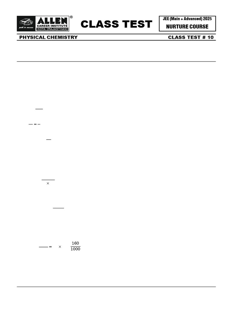 Class Test - 10 - With Ans | PDF | Titration | Chemistry