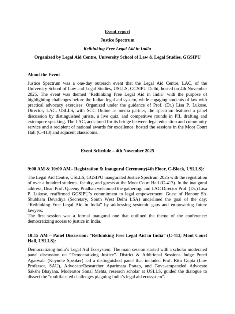 Event Report - Justice Spectrum | PDF | Legal Aid | Justice