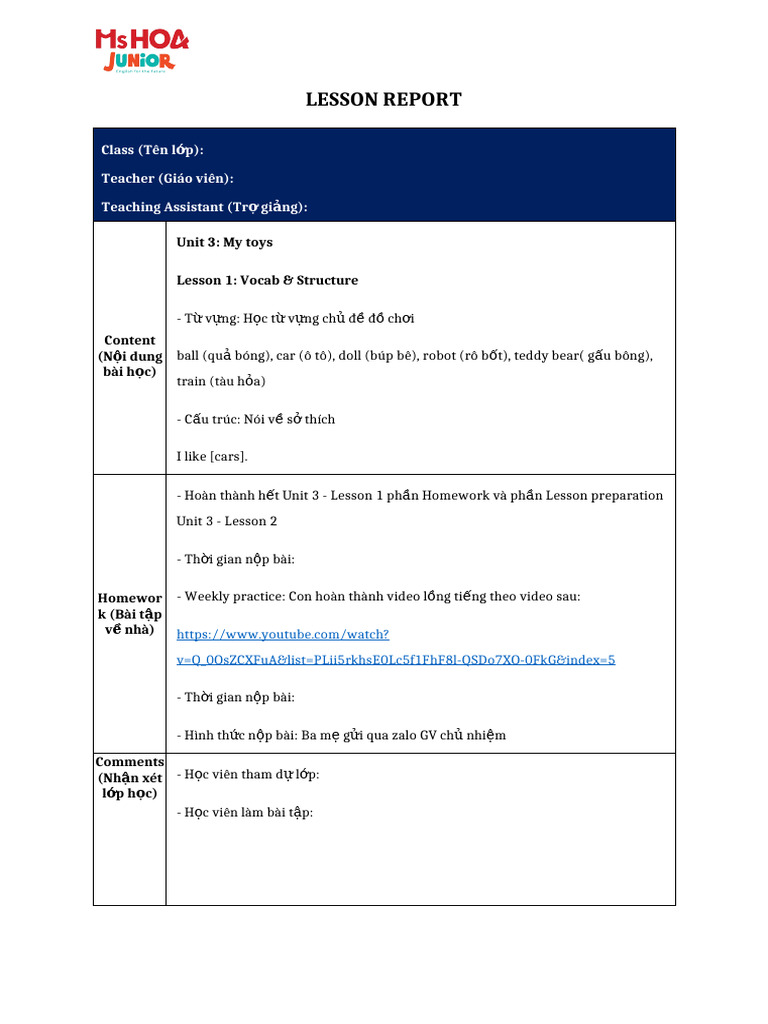Lesson Report - U3 - l1 - Newbie | PDF