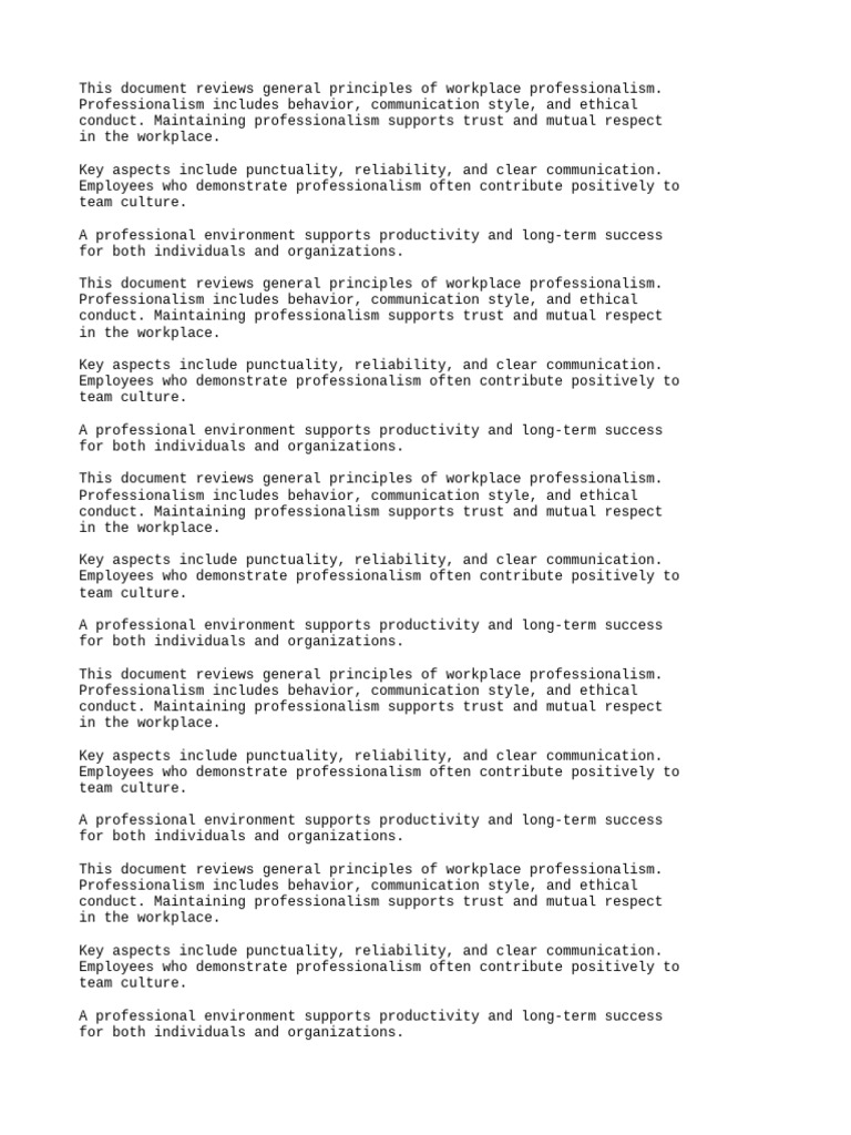 Principles of Workplace Professionalism | PDF | Social Psychology ...