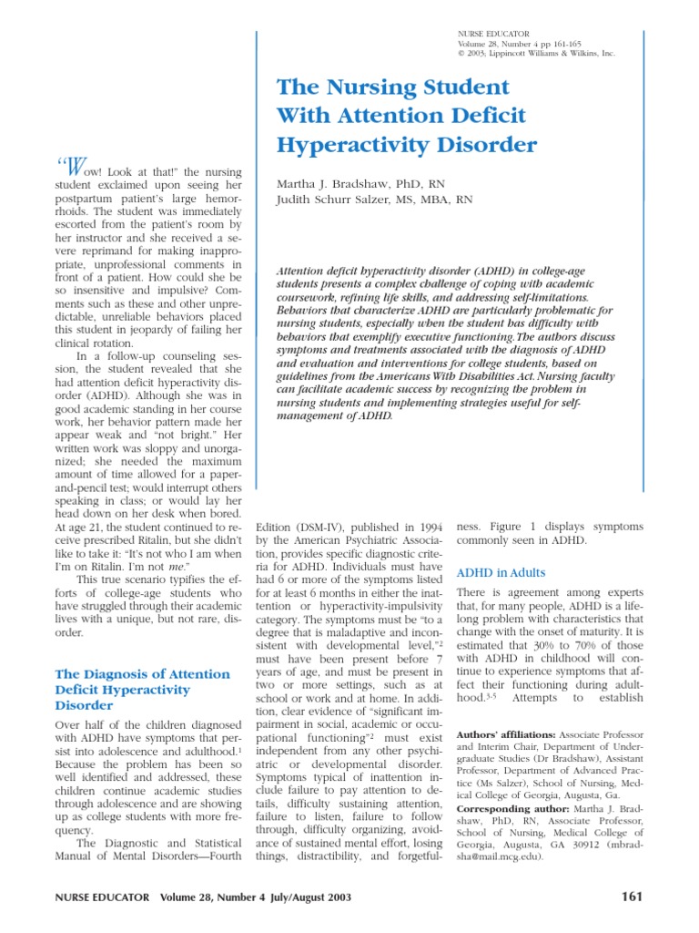 Nursing Students With Adhd | PDF | Learning Disability | Attention ...