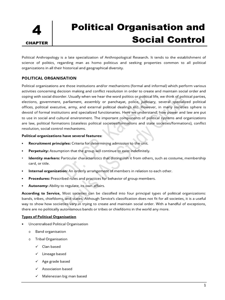 Political Organization and Social Control | PDF | Power (Social And ...