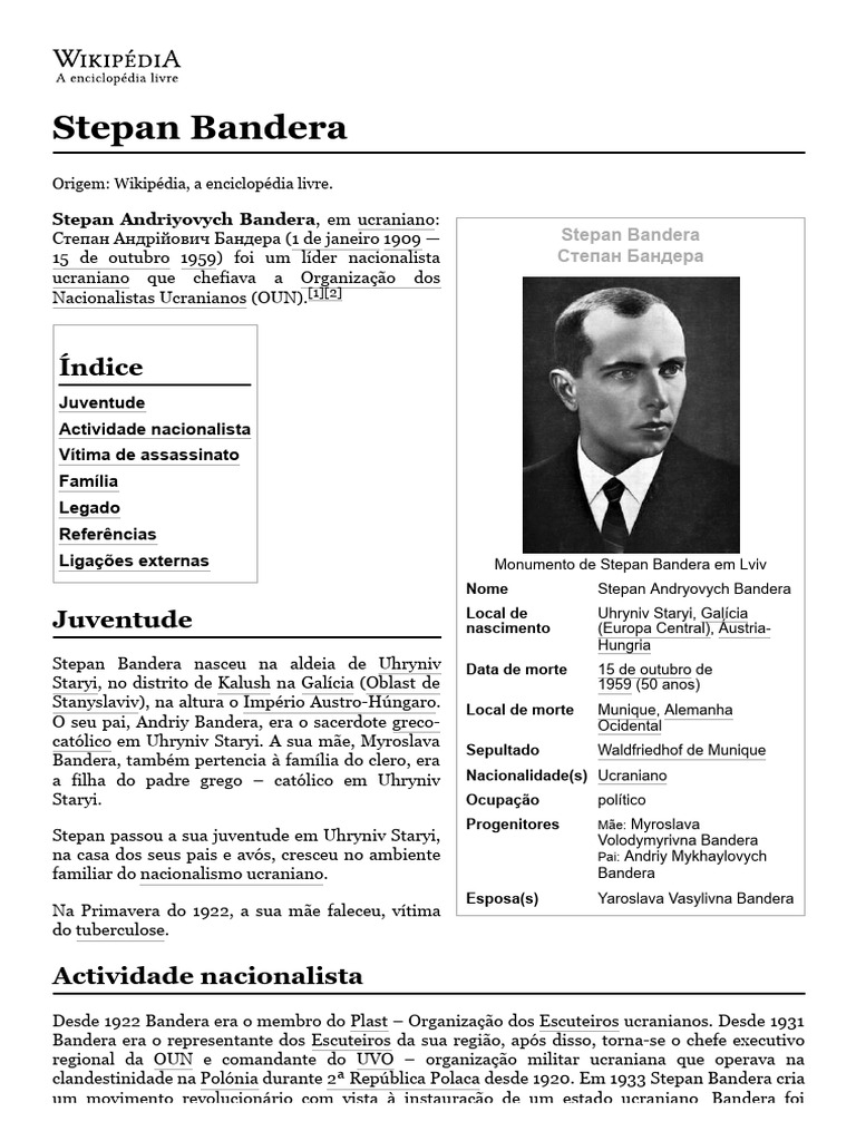 Stepan Bandera: Nacionalismo Ucraniano | PDF
