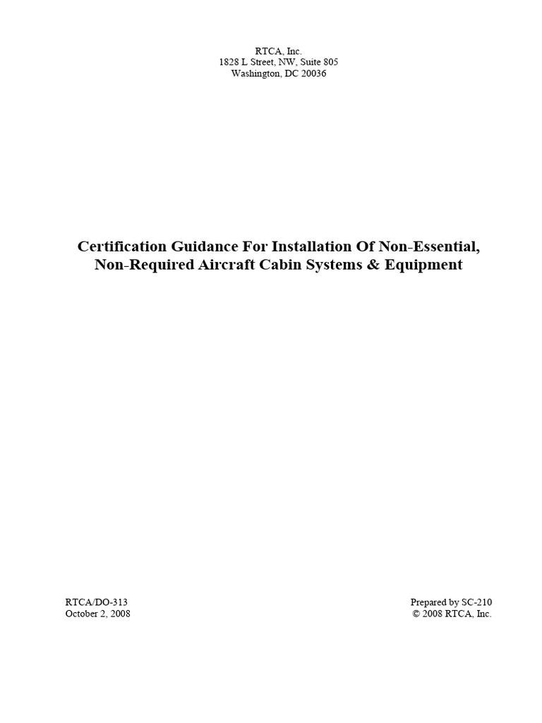 RTCA DO-313 Certification Guidance For Installation Of Non-Essential ...