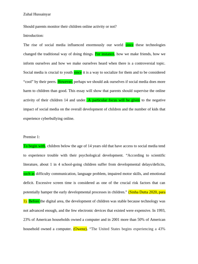 Draft Essay Screen Time (AutoRecovered) | PDF | Cyberbullying | Adolescence