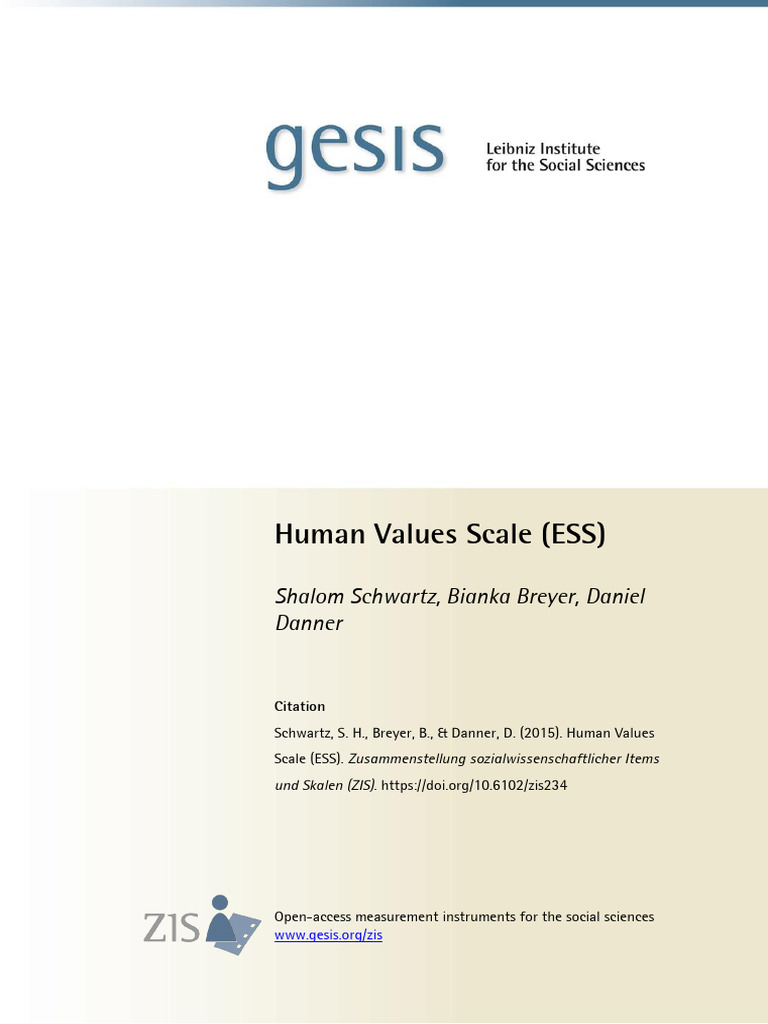 Human Values Scale Overview (ESS) | PDF | Value (Ethics) | Goal