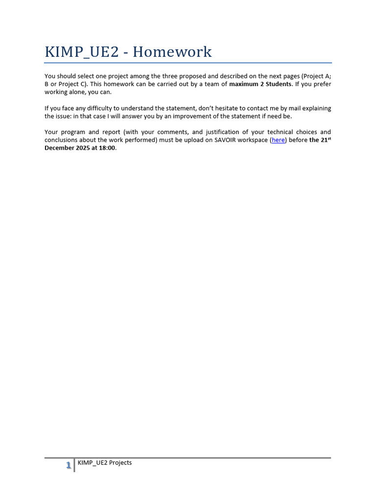 2025-11-07 - KIMP_UE2 - Projects Definition | PDF | Applied Mathematics