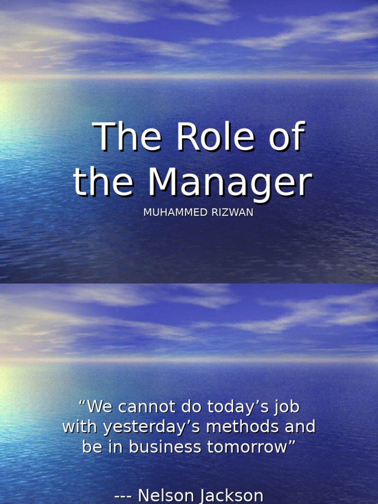 Role of the Manager | PDF | Retail | Social Psychology