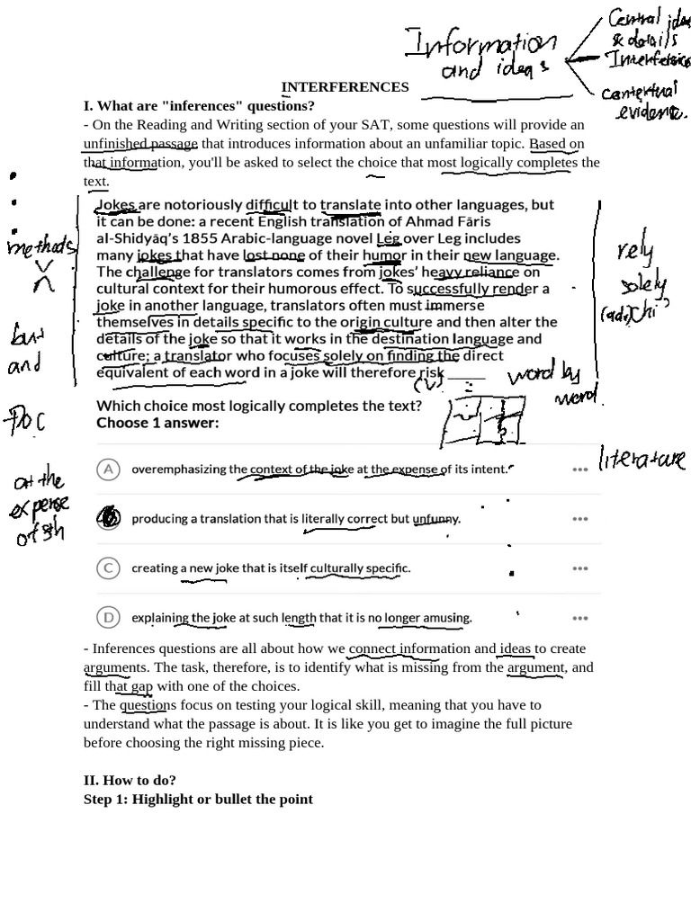 Mastering SAT Inferences Questions | PDF