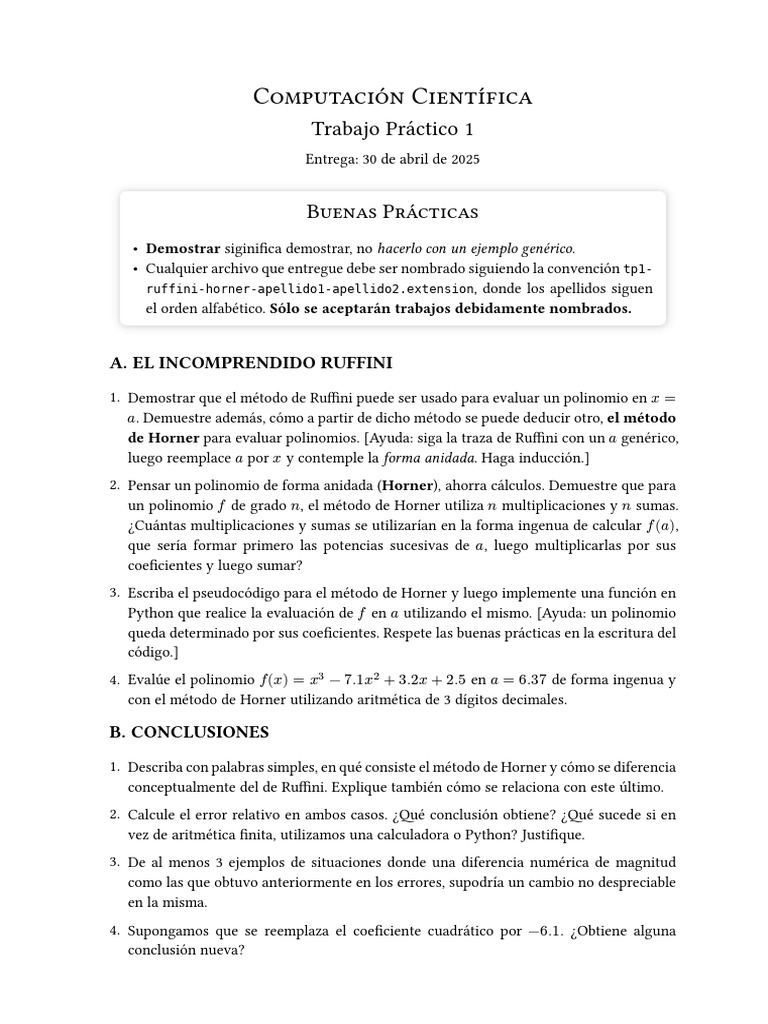 Métodos de Ruffini y Horner en Python | PDF | Algoritmos | Álgebra ...