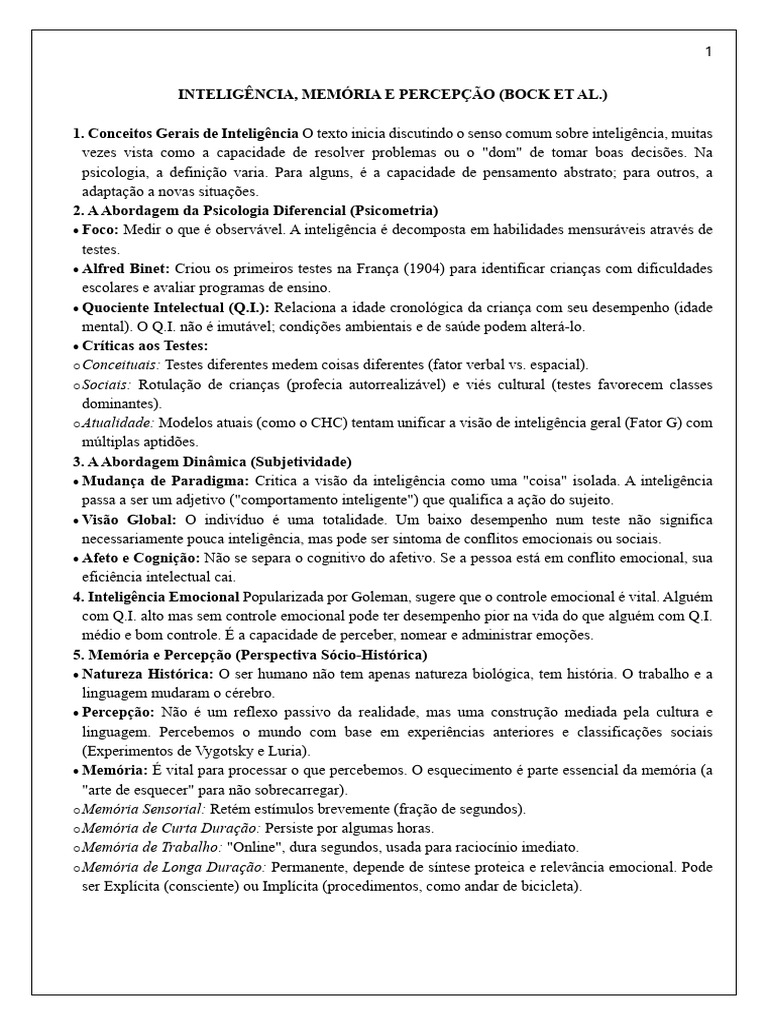 RESUMO AF AVALIAÇÃO DA INTELIGÊNCIA | PDF | Quociente de inteligência ...