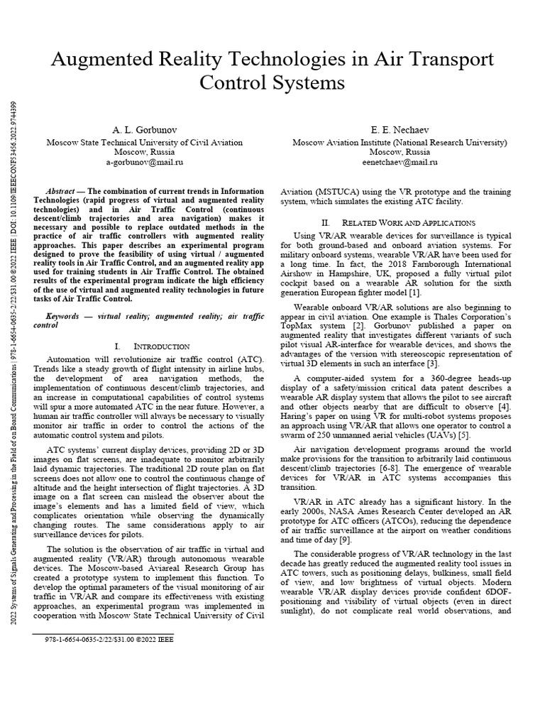 Augmented Reality in Air Traffic Control | PDF | Augmented Reality ...