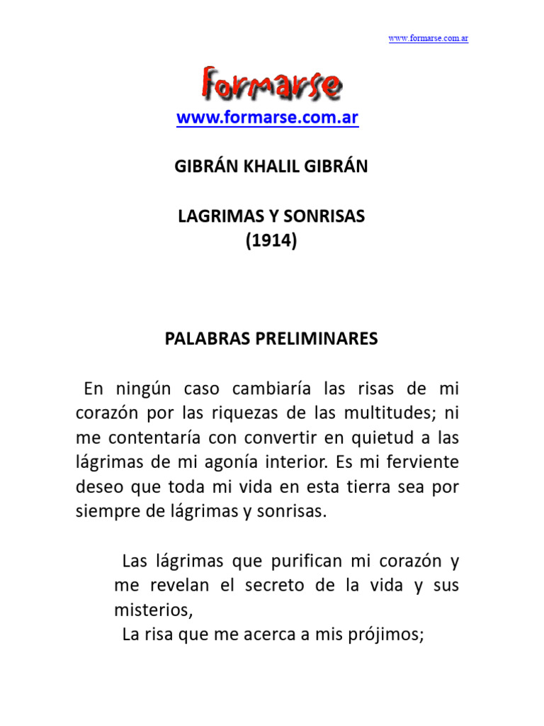 Gibran Khalil Gibran - Lagrimas y Sonrisas | PDF | Amor