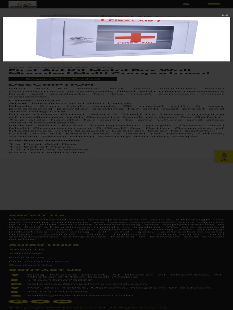 First Aid Kit Metal Box Wall Mounted Multi Compartment Machinoworld | PDF