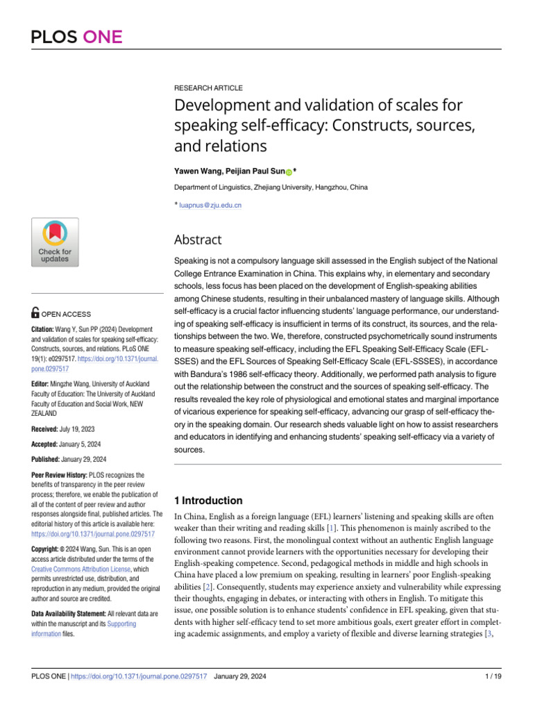 Development Andvalidation of Scales For | PDF | Self Efficacy ...