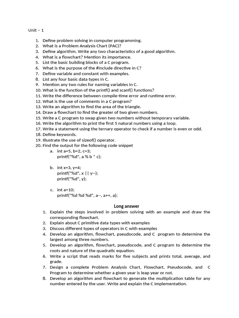 C - Questions | PDF | Computer Program | Programming