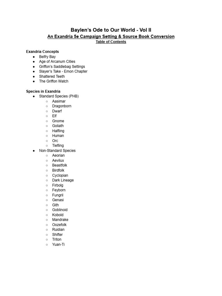 Exandria 5e Campaign Conversions | PDF | Dungeons & Dragons Campaign ...