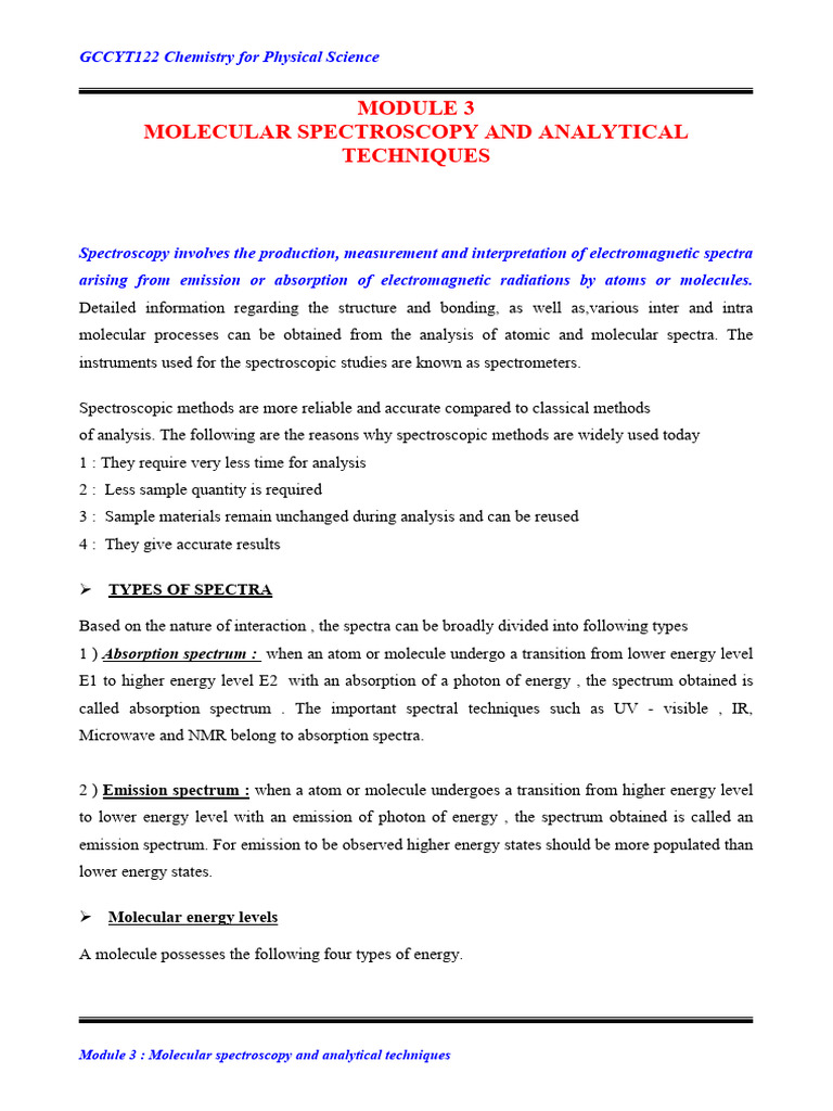 Molecular Spectroscopy Techniques Overview | PDF | Gas Chromatography ...