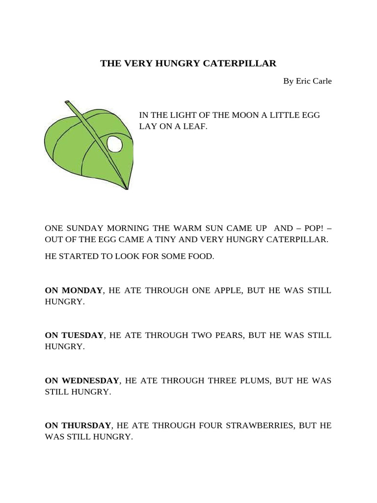 The Very Hungry Caterpillar Story | PDF