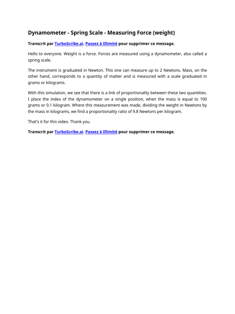 Dynamometer - Spring Scale - Measuring Force (Weight) | PDF
